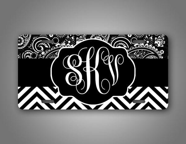 Personalized Black Grey Scale Monogram License Plate – SignsAndTagsOnline