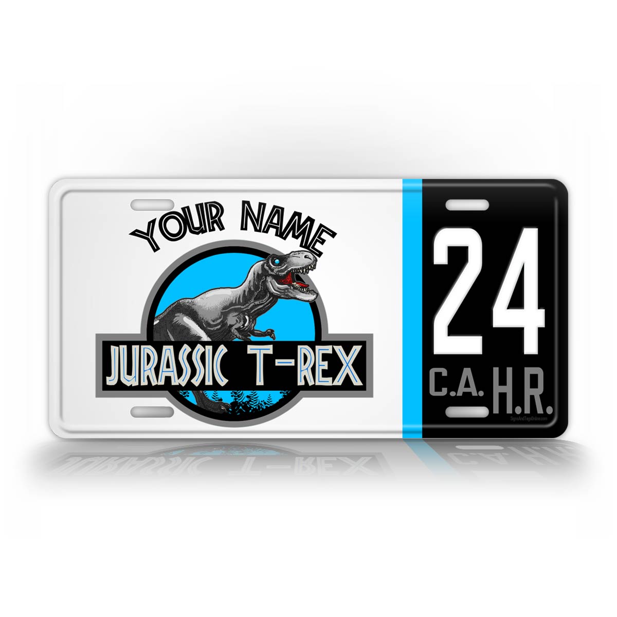 Custom Jurassic T-Rex Any Text License Plate – SignsAndTagsOnline