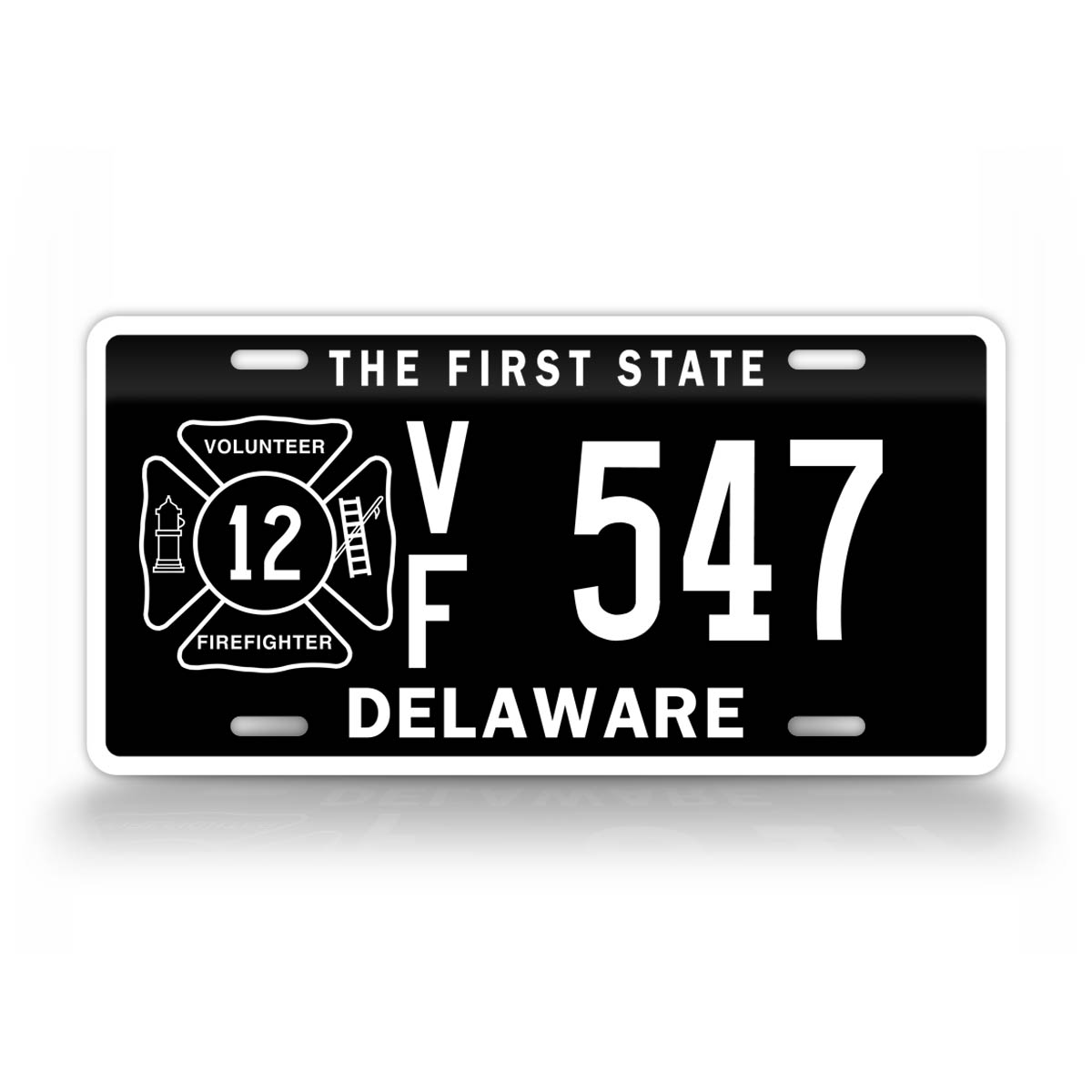 Custom Text Delaware Black Volunteer Firefighter License Plate ...