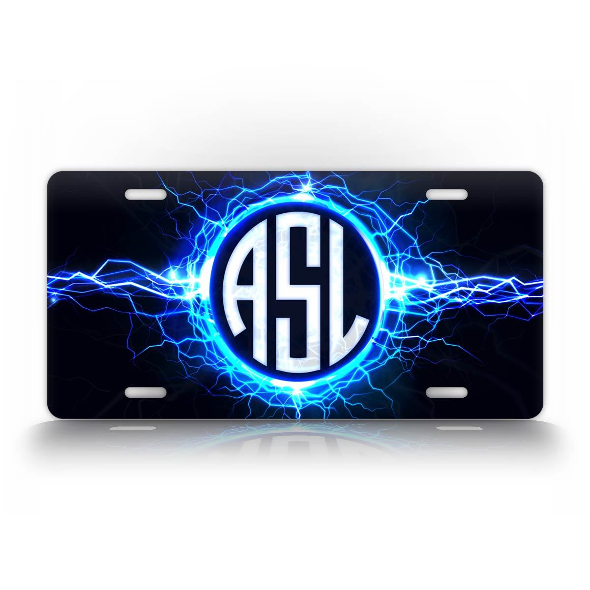 Personalized Lightning Sparks Monogram License Plate – SignsAndTagsOnline